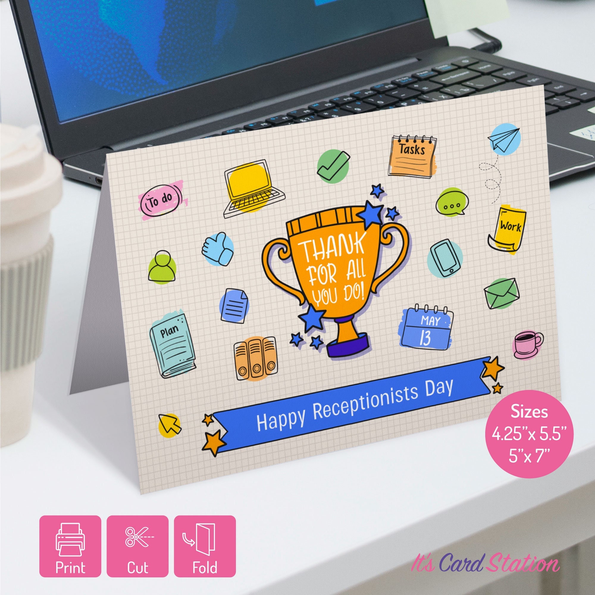 Printable Receptionist Thank You Card: Employee Appreciation (digital ...