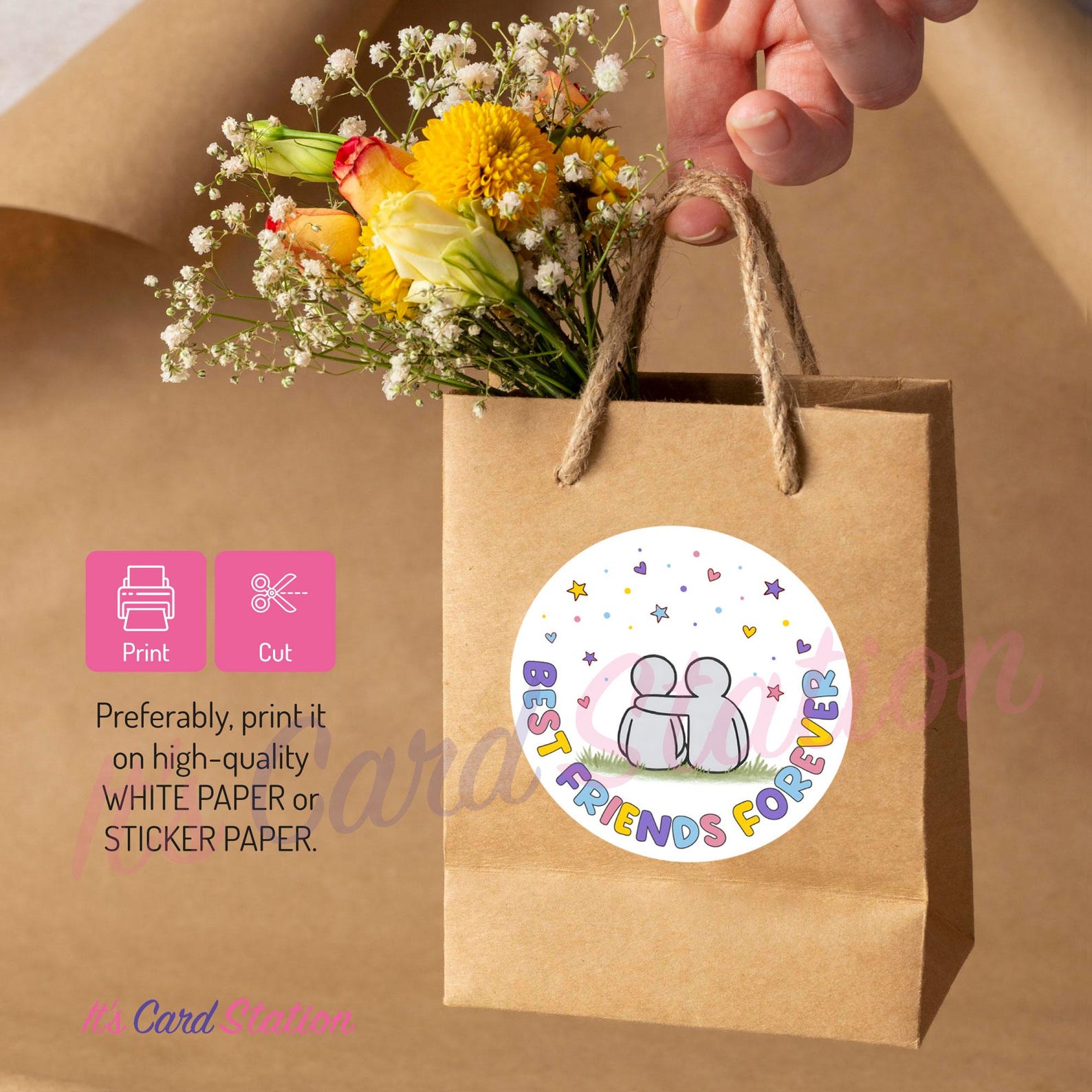 Friends Forever Sticker Tag – BFF Gift (digital Download, 2.5" X 2.5 ...