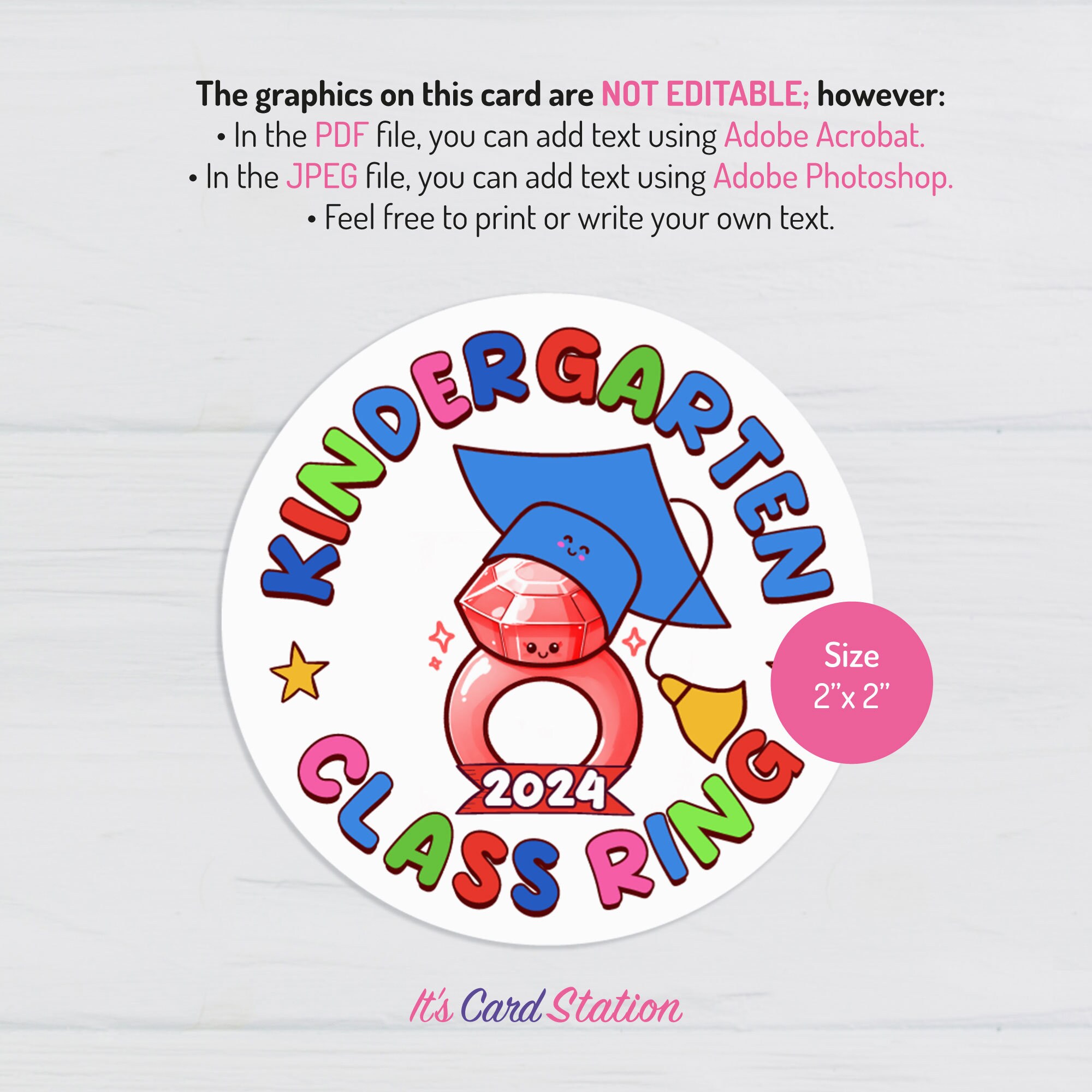 Printable Kindergarten Graduation Ring Pop Labels Class of 2024 ...