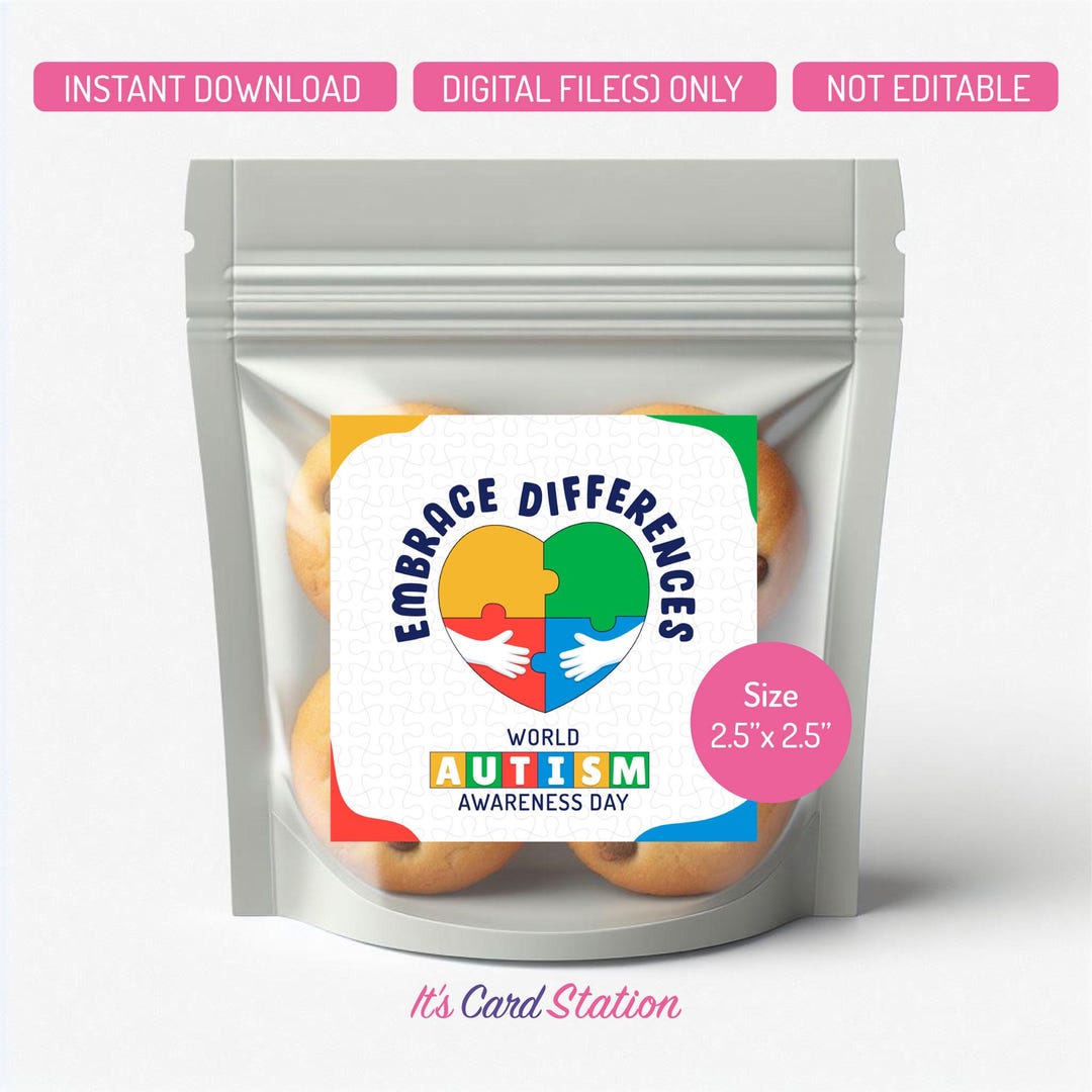 Autism Awareness Day Gift Tag, Printable Autism Awareness Sticker ...