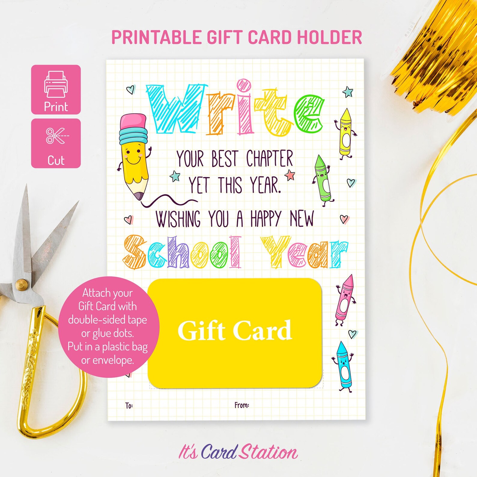 Printable Teacher Gift Card Holder – New School Year Coffee Card (PDF ...