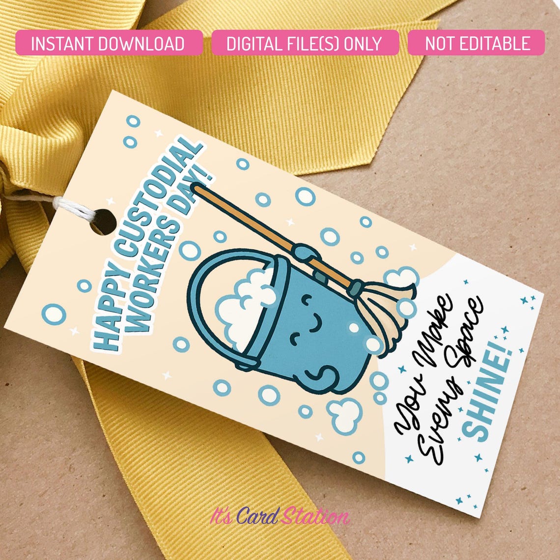 Custodian Appreciation Gift Tag: Printable Thank You (digital Download ...