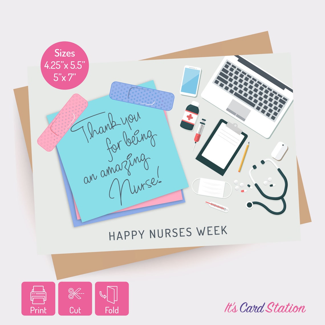 Nurse Appreciation Week Card - Printable Happy Nurses Week Card - Cute ...
