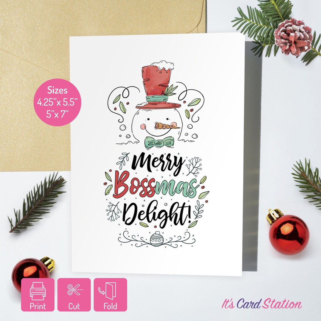 Funny Christmas Boss Card for Printable New Year Celebrations, Merry ...
