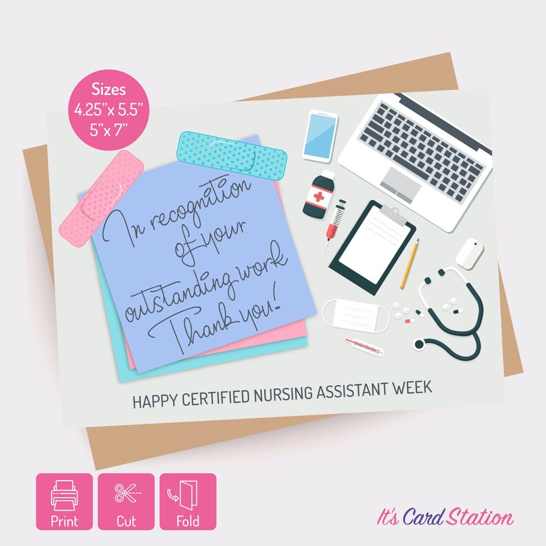 Printable CNA Week Thank You Card CNA Appreciation Card Certified Nursing Assistant Week Card ...