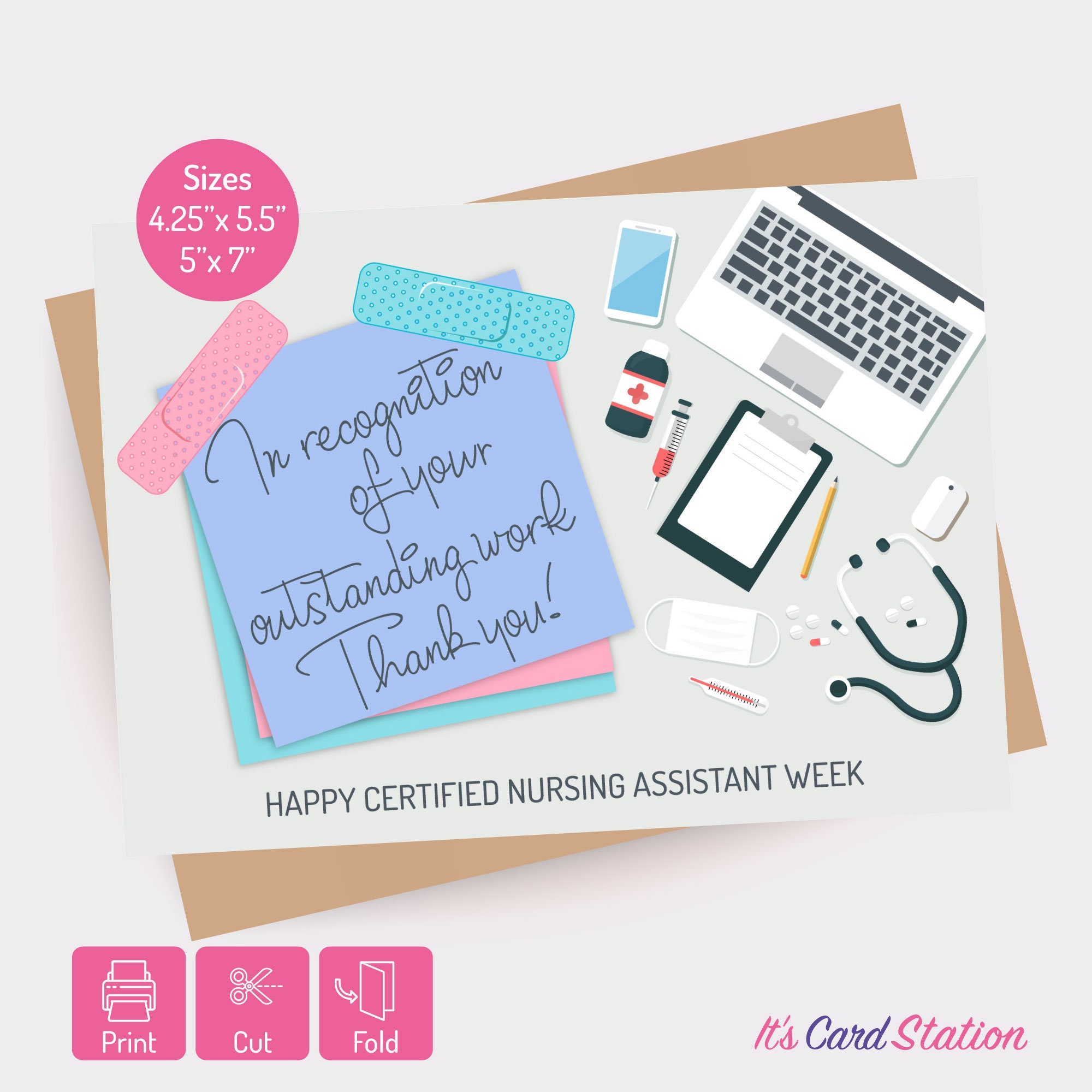 Printable CNA Week Thank You Card CNA Appreciation Card Certified Nursing Assistant Week Card ...