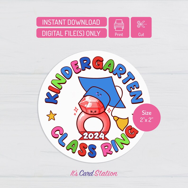 Printable Kindergarten Graduation Ring Pop Labels | Class of 2024 ...