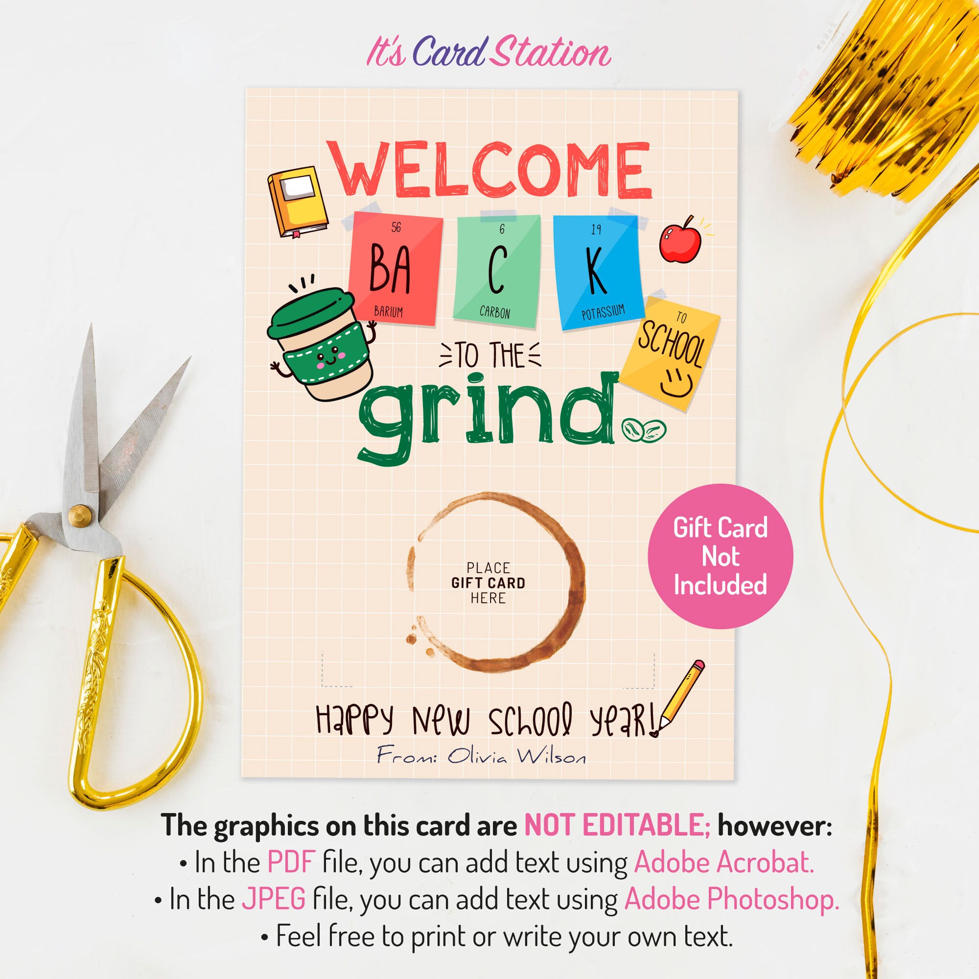 Welcome Back to the Grind Teacher Coffee Card Holder - Back to School ...