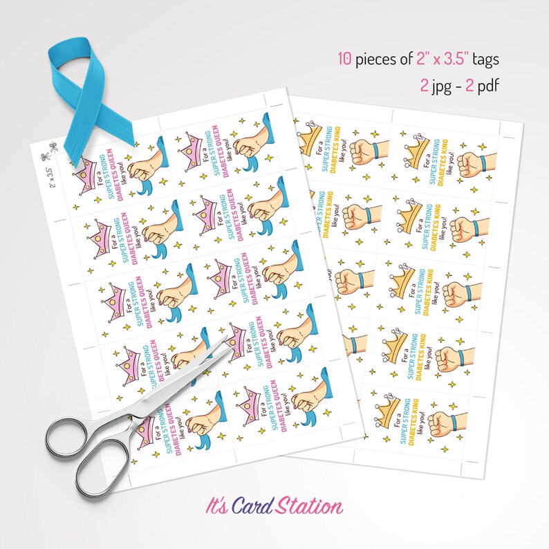 Printable Diabetes Awareness Gift Tags: Sugar-free Stickers (PDF-PNG ...