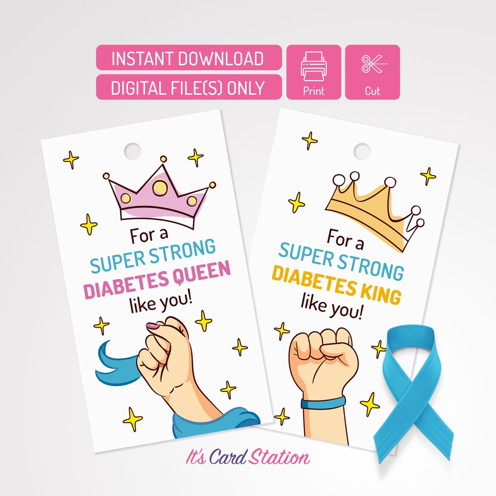 Printable Diabetes Awareness Gift Tags: Sugar-free Stickers (PDF-PNG ...