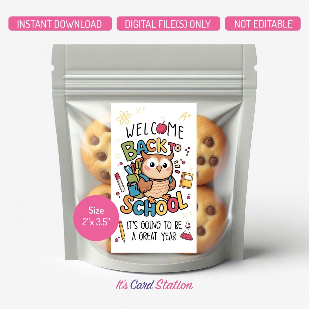 Cute Owl Back to School Gift Tag, Printable First Day of School Favor ...