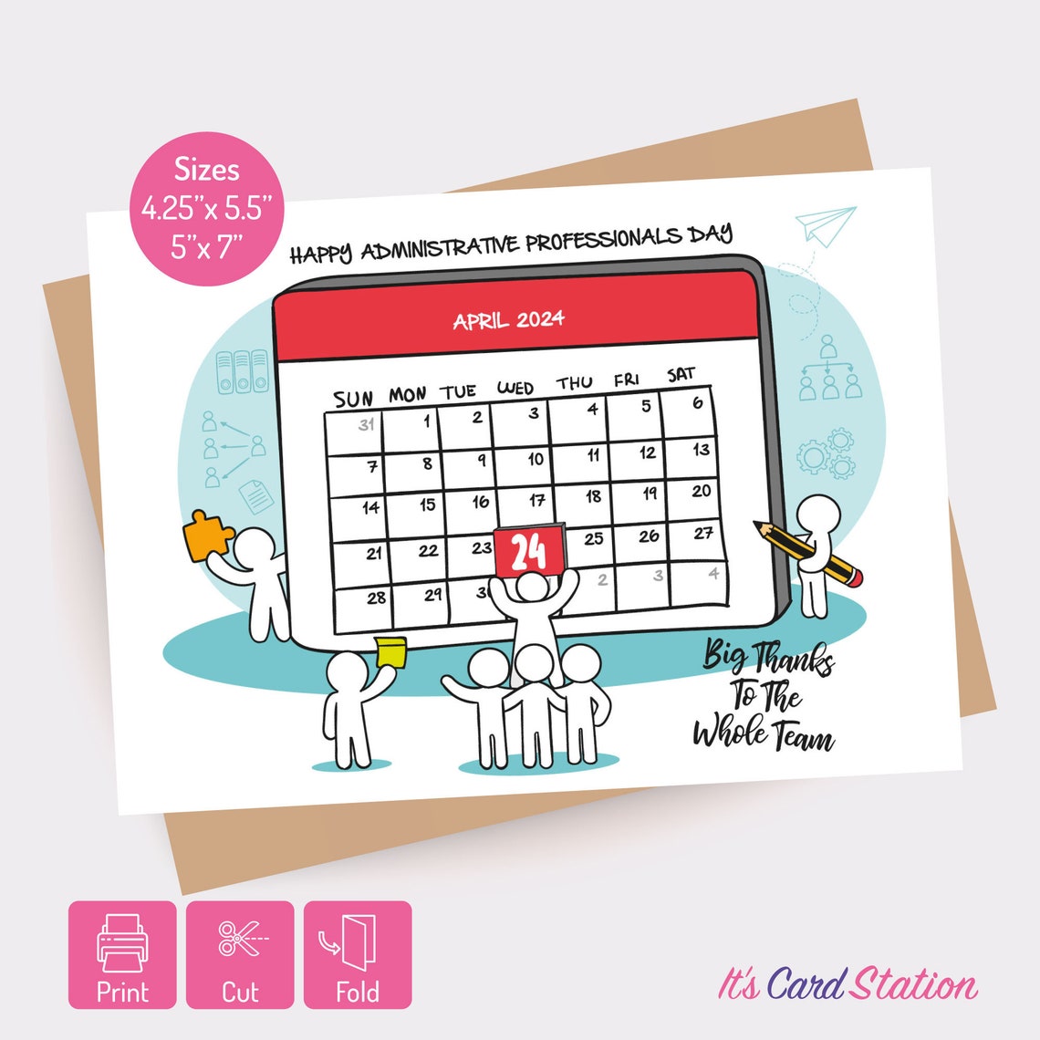 Cute Administrative Professionals Day Card - Coworker Thank You Card ...