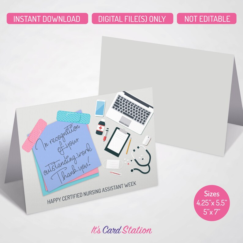 Printable CNA Week Thank You Card | CNA Appreciation Card | Certified ...
