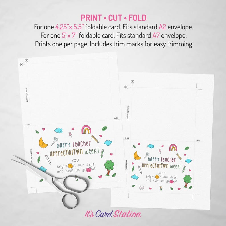 Teacher Appreciation Card: Printable Thank You Gift (digital Download ...