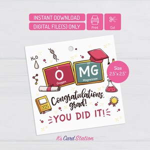 Chemistry Graduation Gift Tags, Graduation Congratulations Gift Tag ...