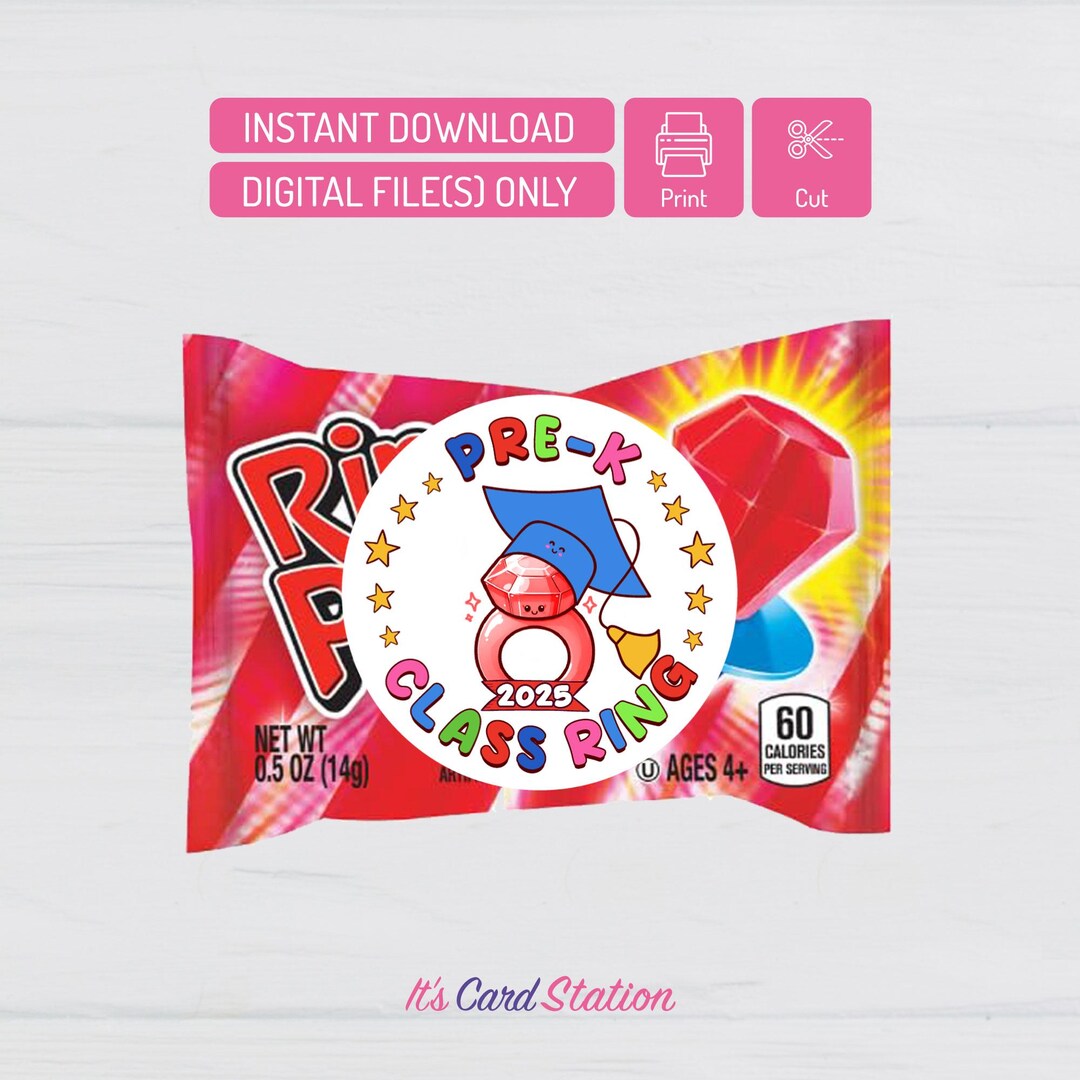 Pre-k Class Ring Pop Labels: Graduation Party Favors (digital Download ...