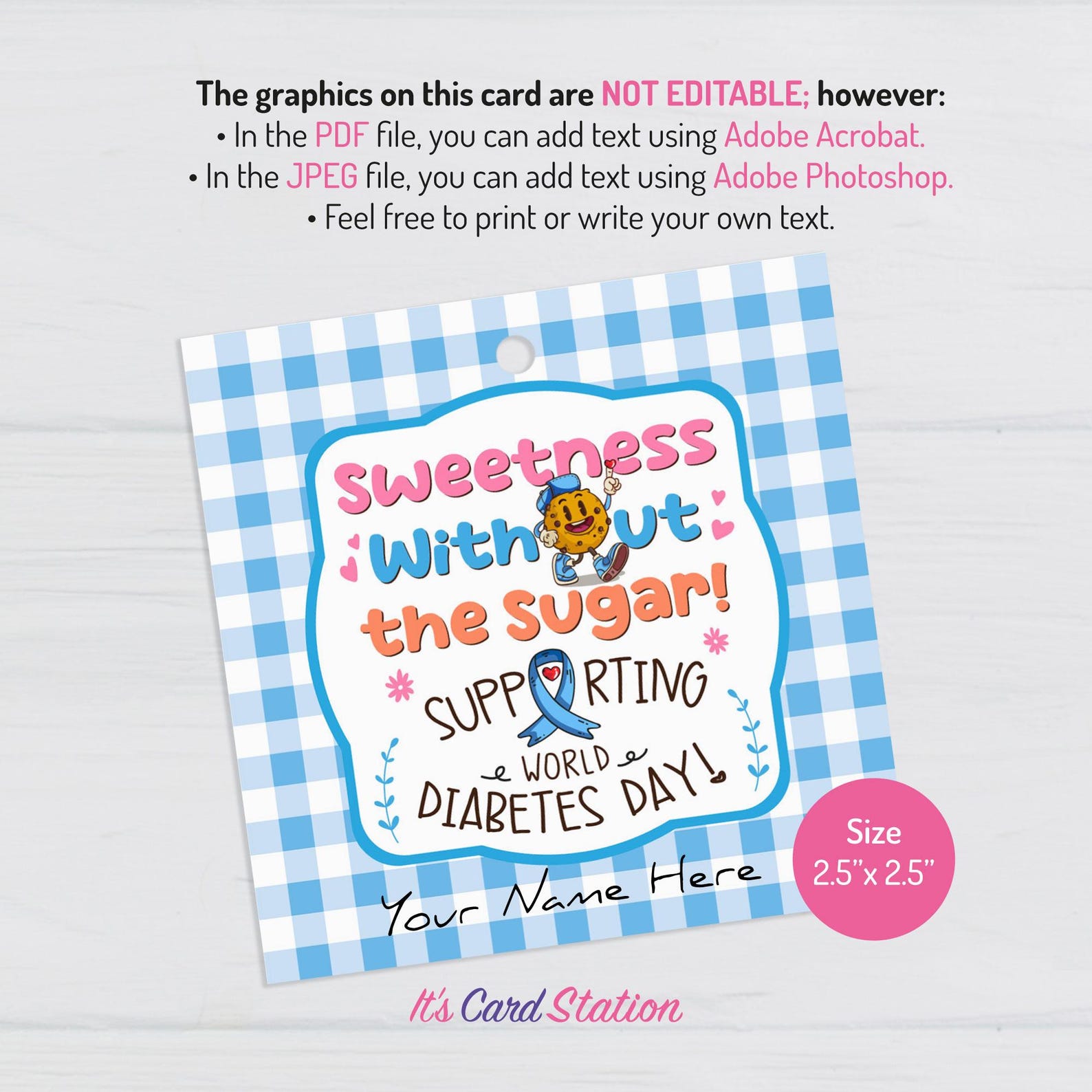 Diabetes Awareness Cookie Tag: Printable Favor (digital Download) - Etsy
