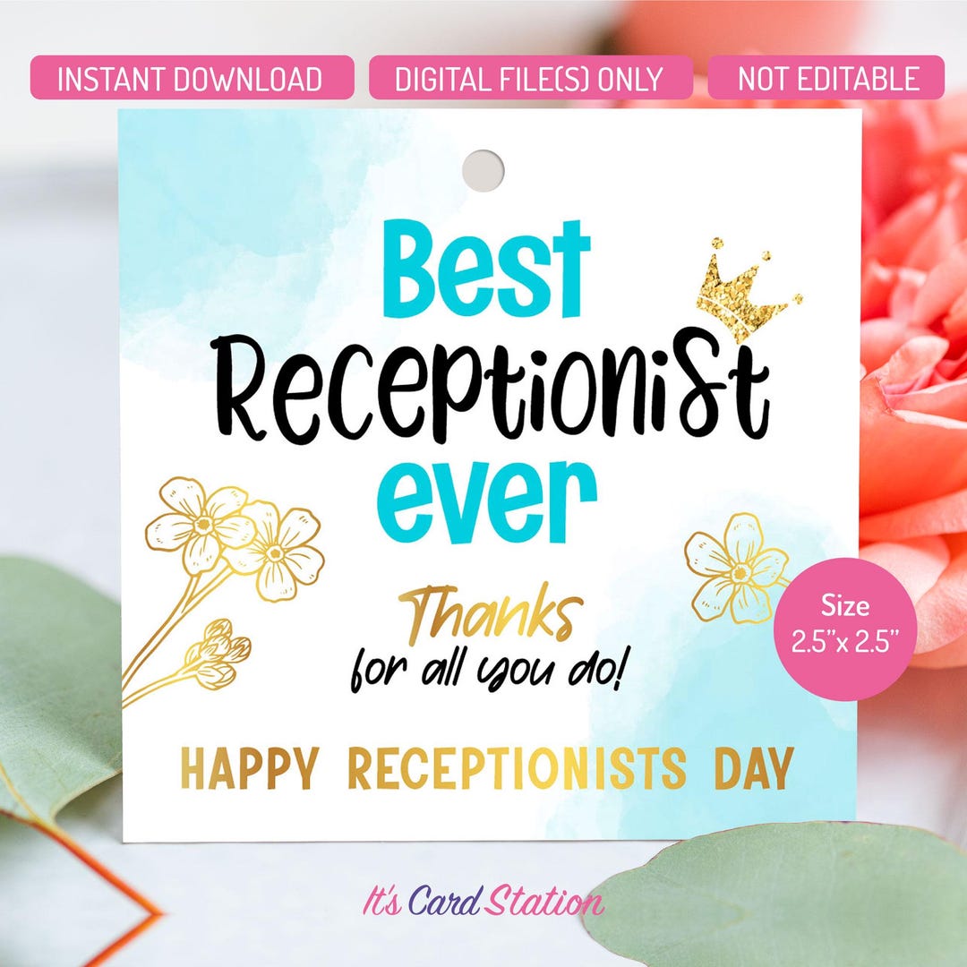 Printable Receptionist Day Gift Tag – Best Receptionist Ever Tag ...
