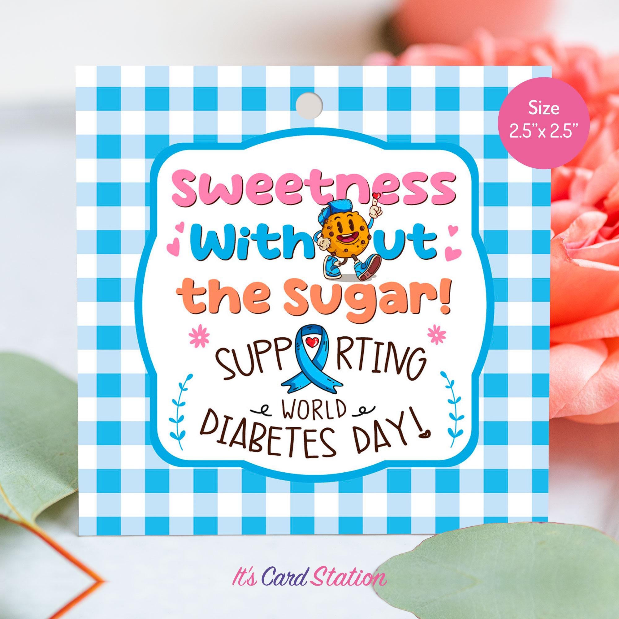 Diabetes Day Cookie Tag, Printable Diabetes Awareness Favor, World ...