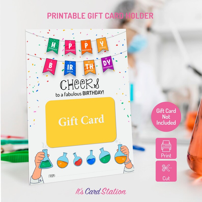 Periodic Table Birthday Gift Card Holder: Science Theme (digital ...