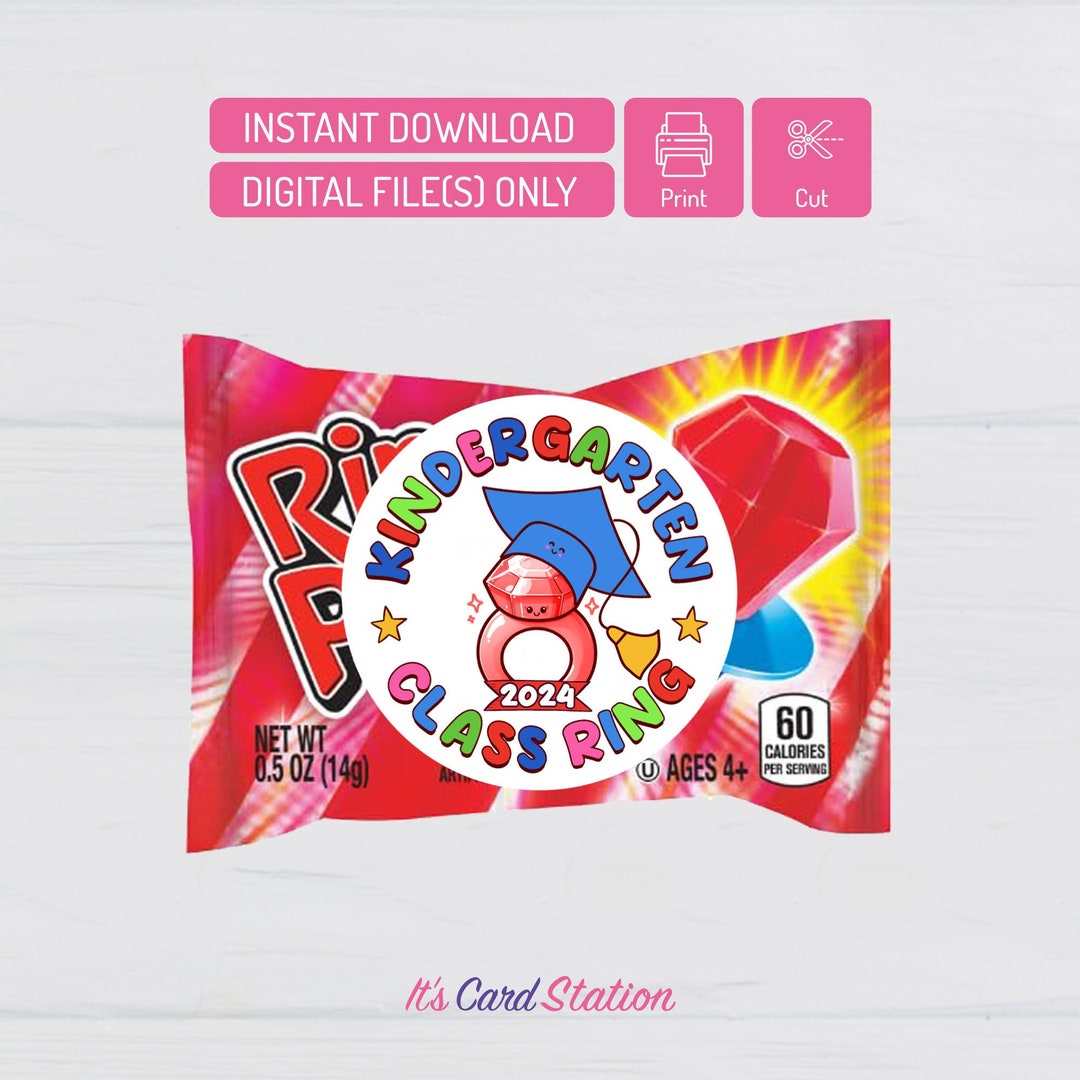 Printable Kindergarten Graduation Ring Pop Labels | Class of 2024 ...