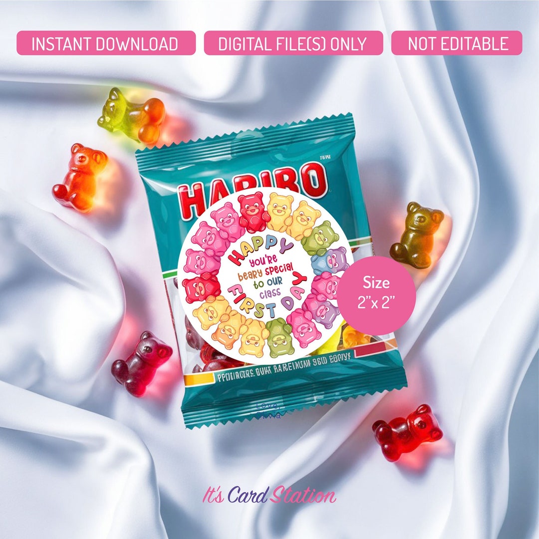 Printable Gummy Bear Tag, First Day of School Tag, Kindergarten First ...