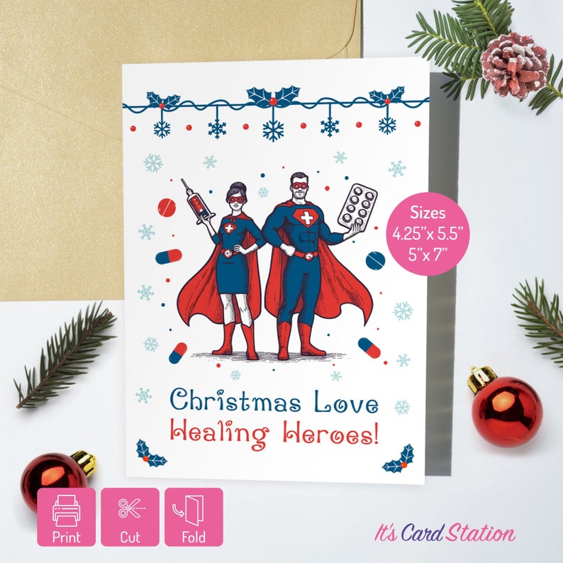 Healthcare Heroes Christmas Card: Pharmacist, Nurse, Doctor (digital ...
