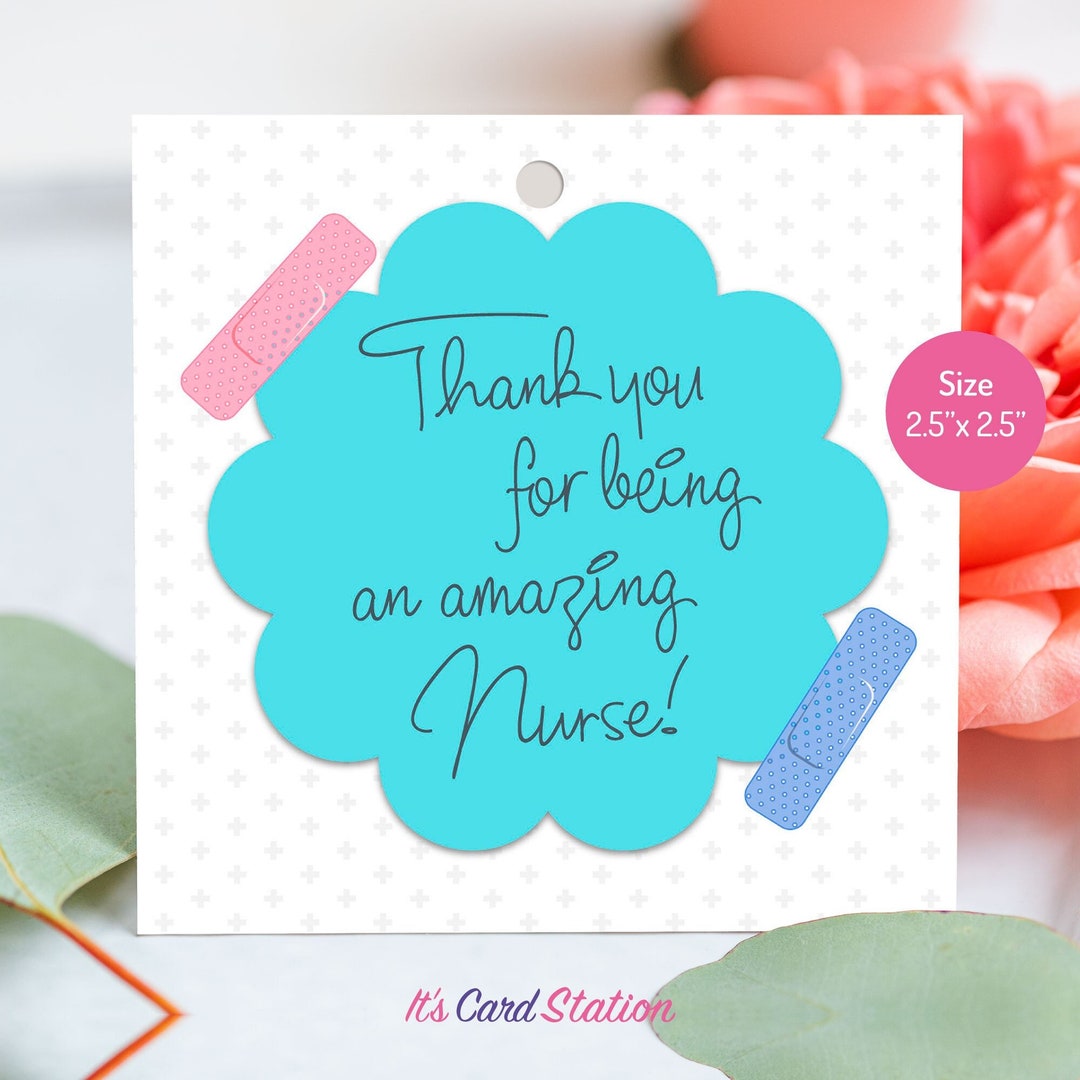 Nurse Appreciation Gift Tag: Printable Thank You Sticker (digital ...
