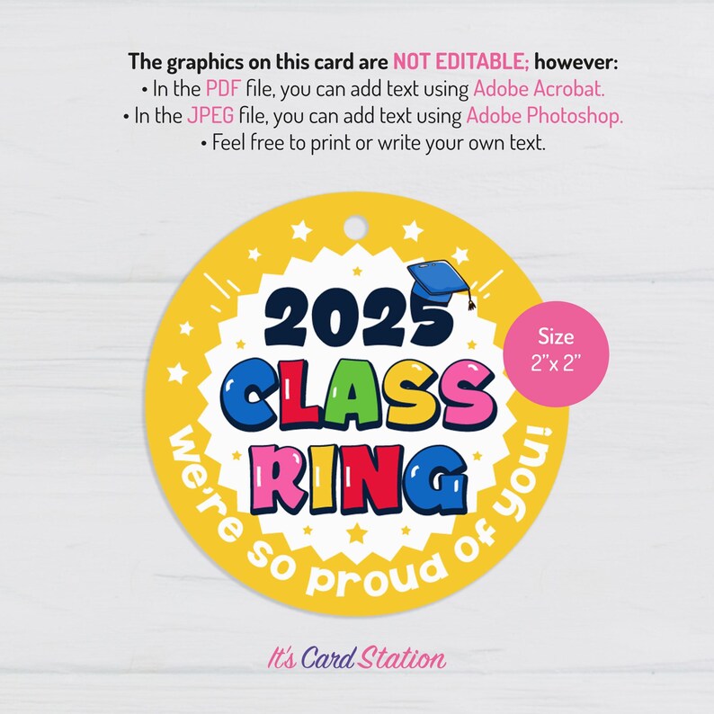 2025 Class Ring Pop Favor Tags: Printable Graduation Stickers (digital ...