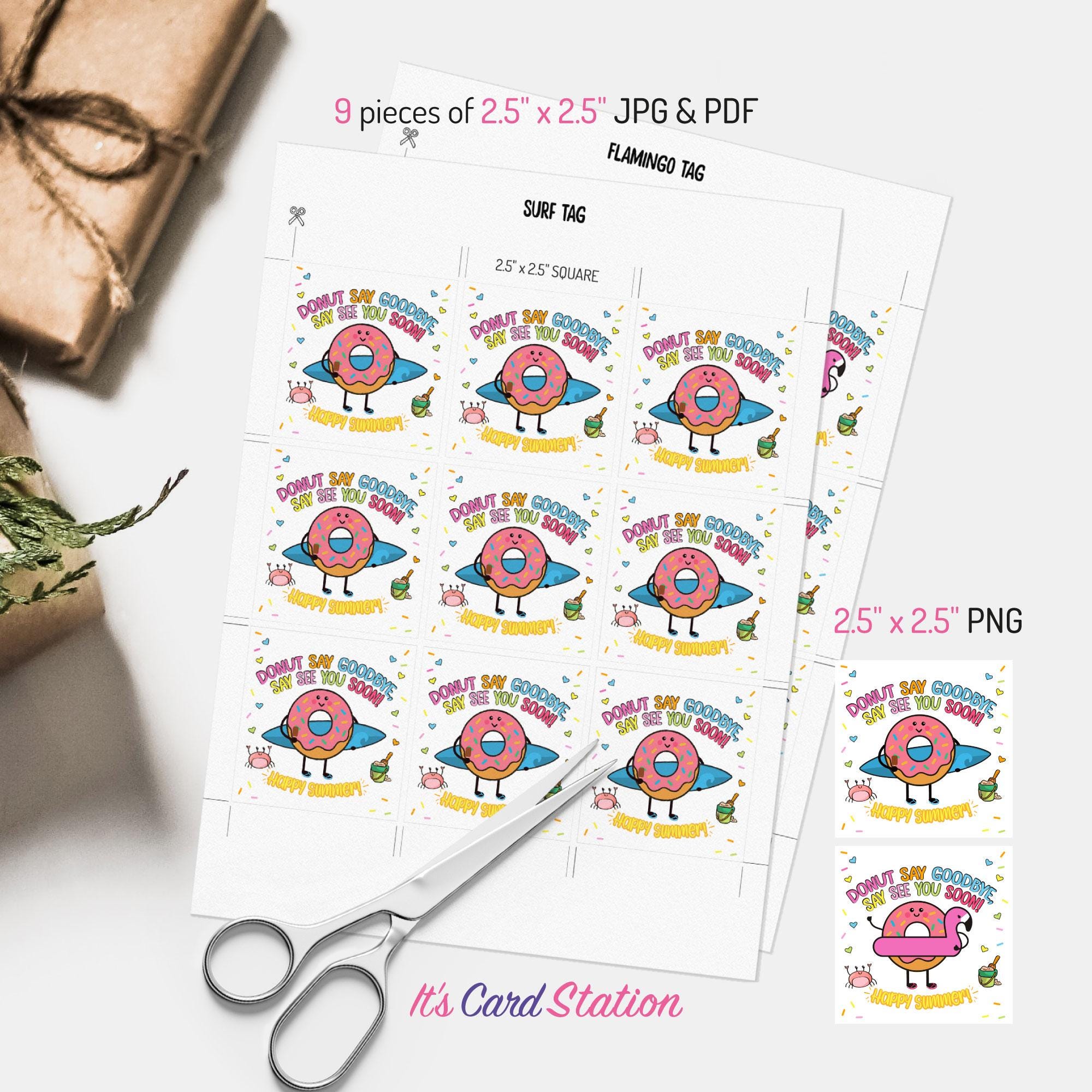 Happy Summer Donut Gift Tags: Teacher Student End of Year (digital ...