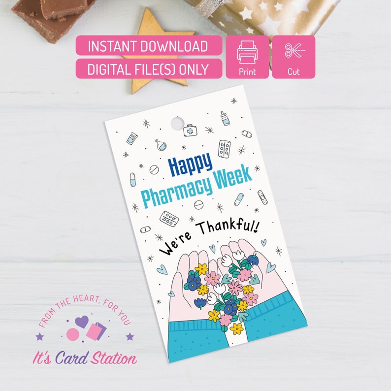 Pharmacy Week Gift Tags: Printable Appreciation Thank You (2x3.5 ...