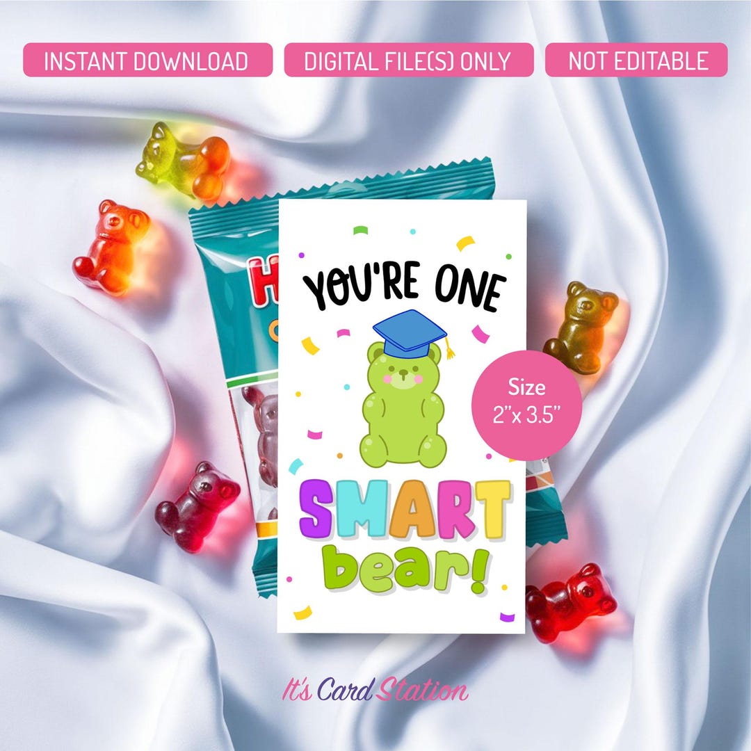 Printable Gummy Bear Graduation Tag, Candy Favor (digital Download) - Etsy