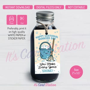 Custodian Appreciation Gift Tag: Printable Thank You (digital Download ...