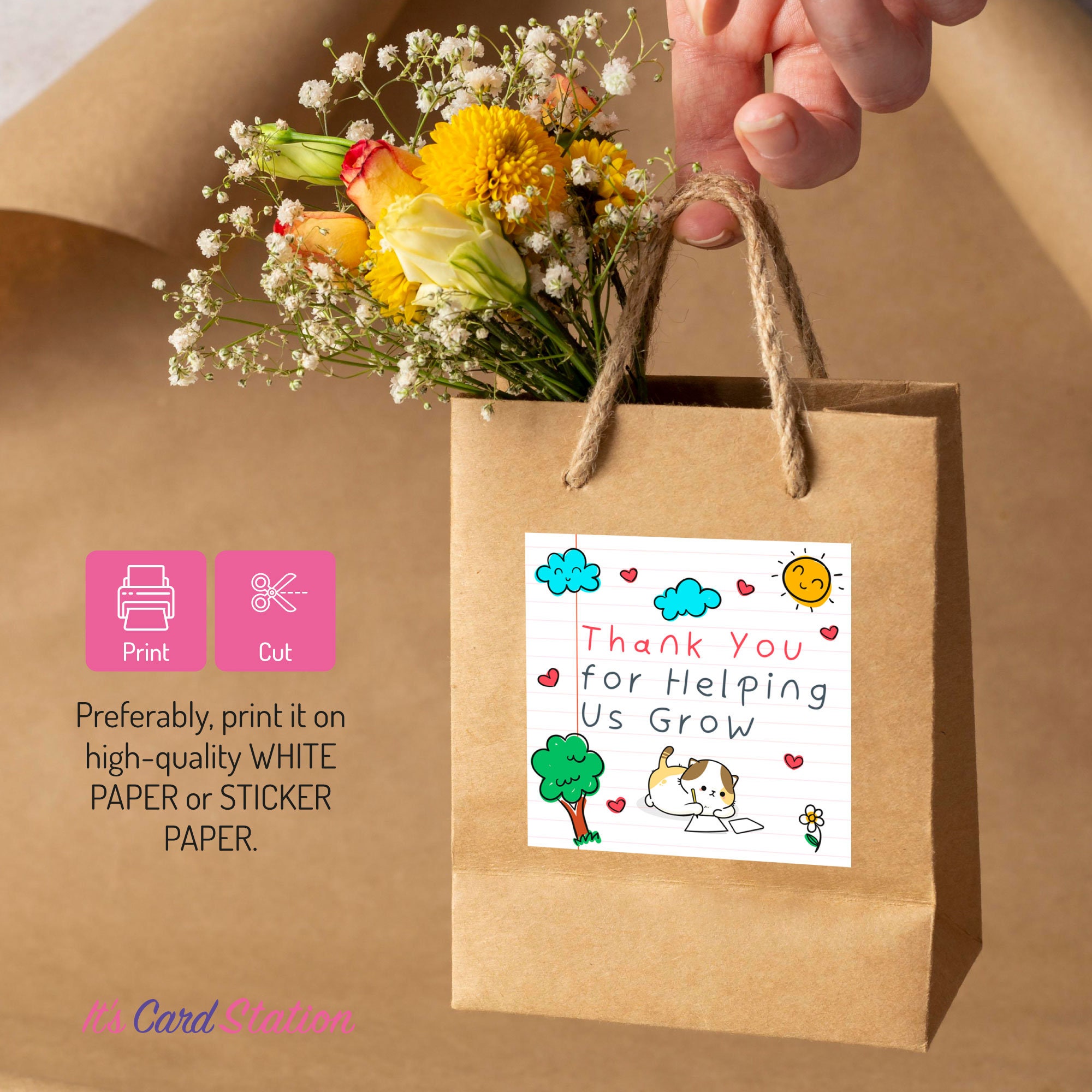 Cute Teacher Appreciation Gift Tag With Cat Design - Printable Teacher ...