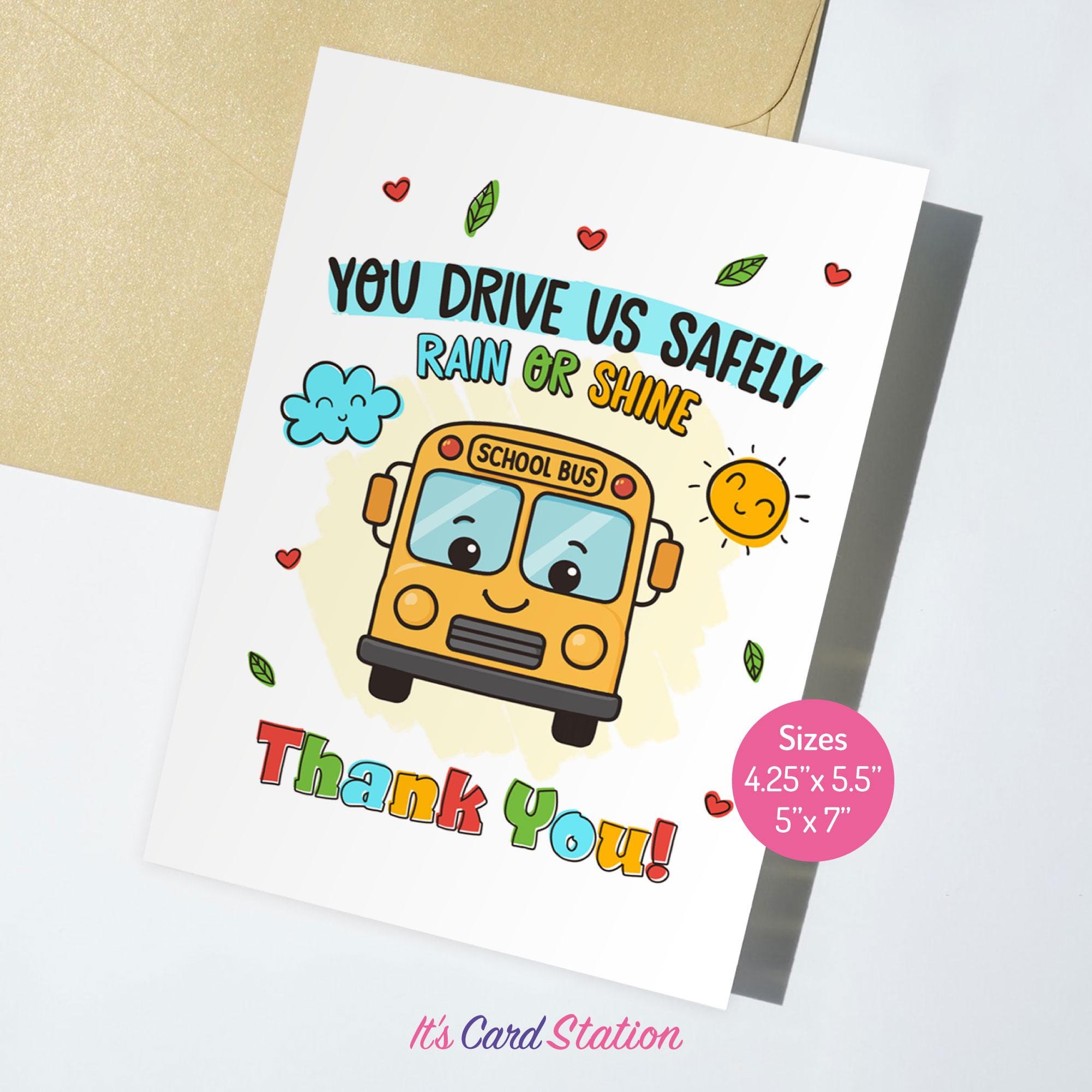 Printable School Bus Driver Thank You Card: Appreciation Gift (digital ...
