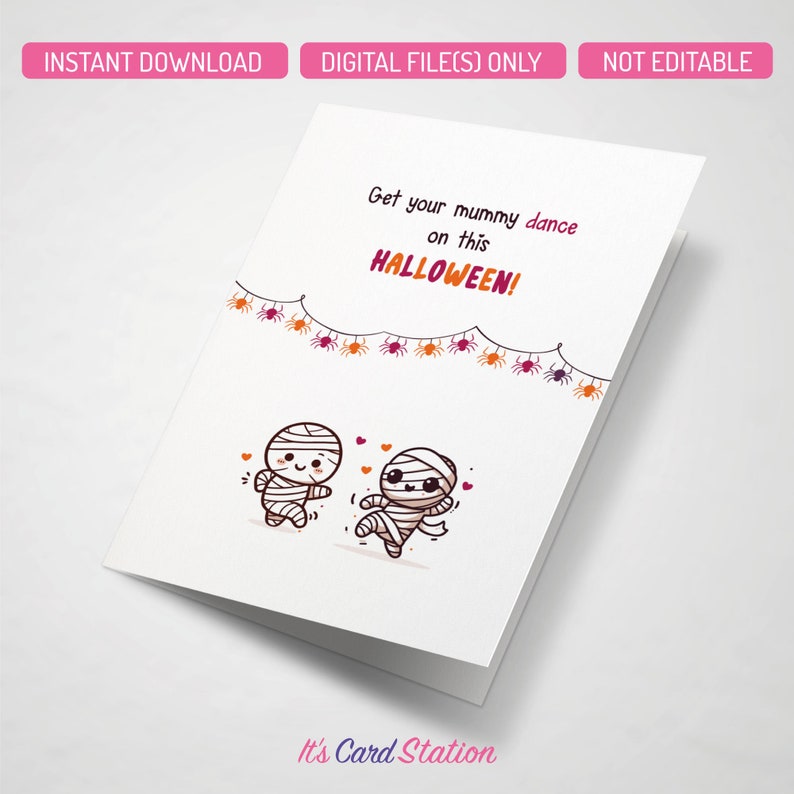 Romantic Halloween Invitation Card With Dancing Mummies Halloween Party ...