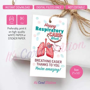 Respiratory Care Week Gift Tags: RT Appreciation (digital Download) - Etsy
