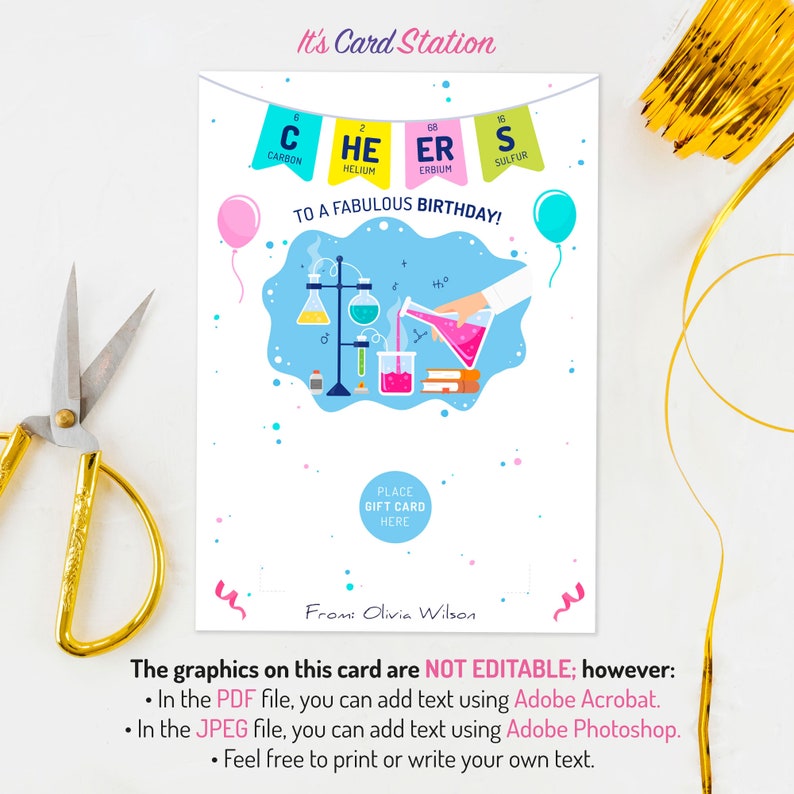 Periodic Table Birthday Gift Card Holder: Science Theme (digital ...