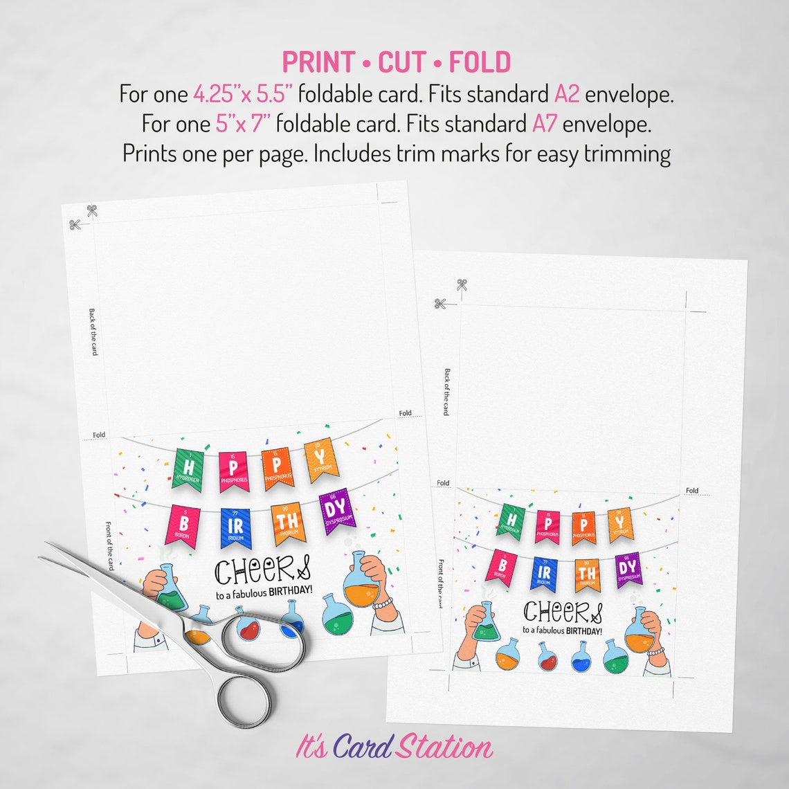 Periodic Table Birthday Card: Science Chemistry Theme (digital Download ...