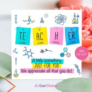 Printable Science Teacher Gift Tag | Chemistry Elements (digital ...