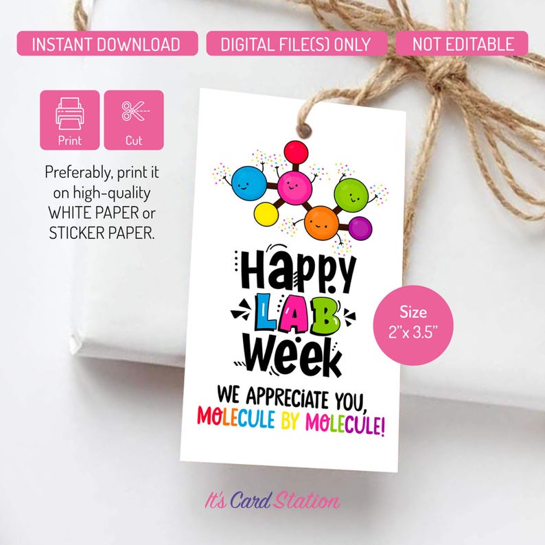 Printable Lab Week Gift Tags, Lab Tech Appreciation Tags, Funny Lab ...