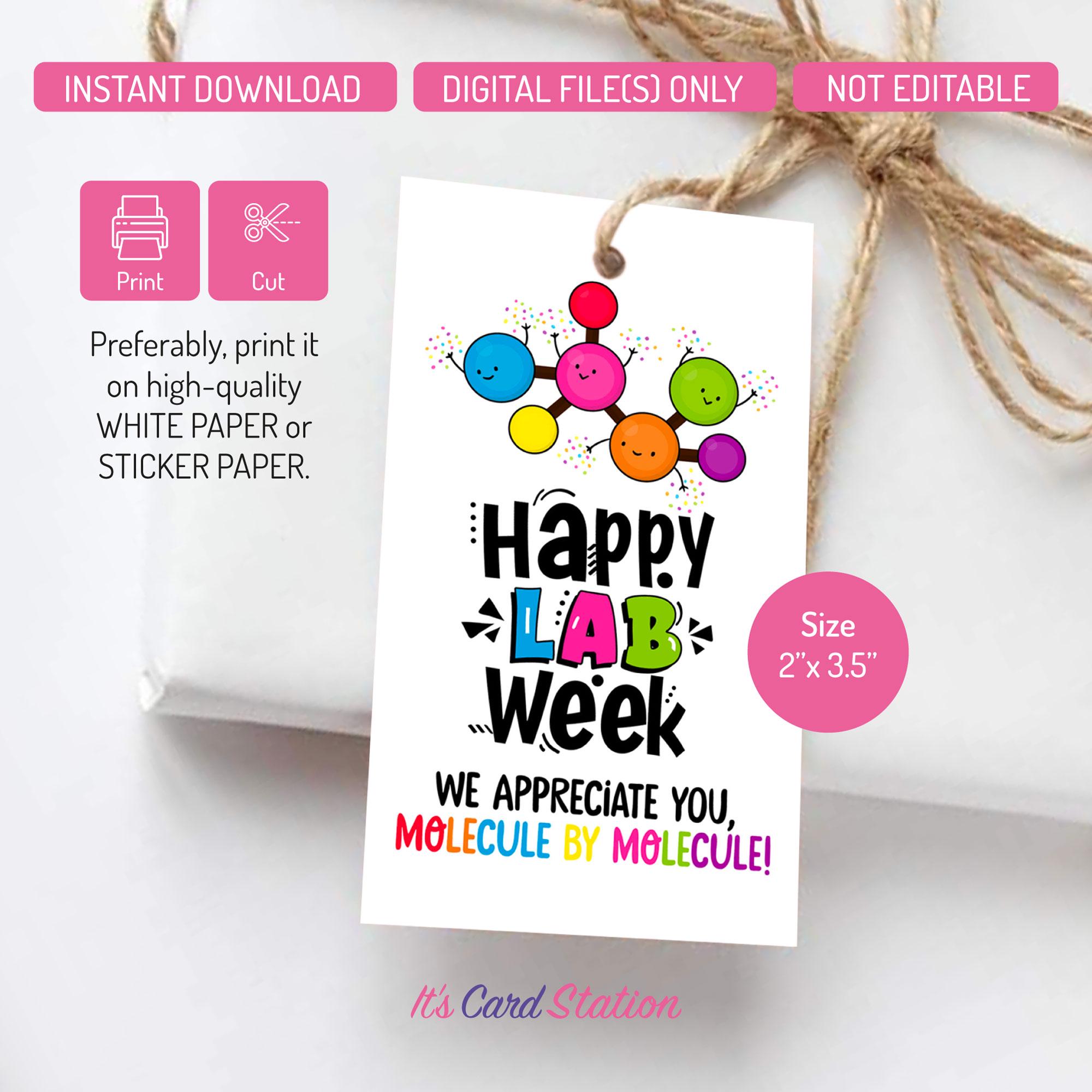 Printable Lab Week Gift Tags, Lab Tech Appreciation Tags, Funny Lab ...
