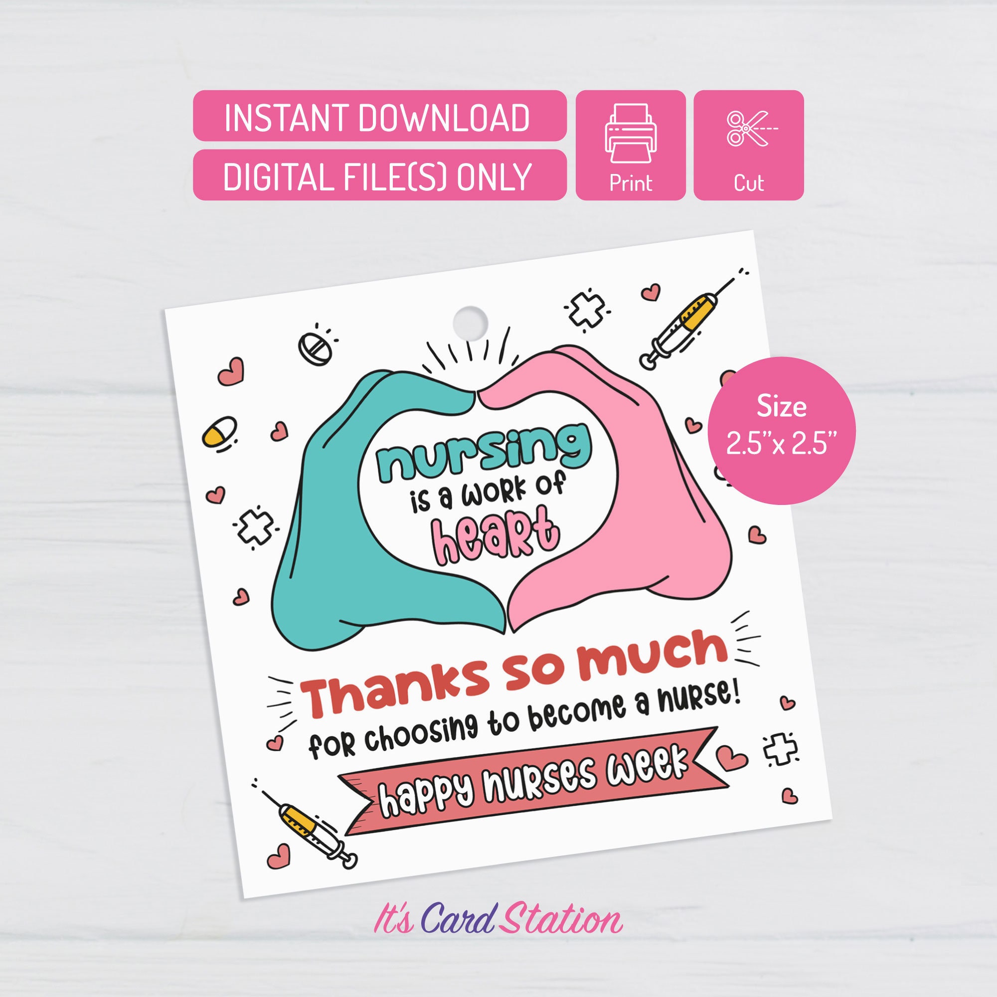 Nurses Week Gift Tag: Printable Nurse Appreciation Sticker (digital ...
