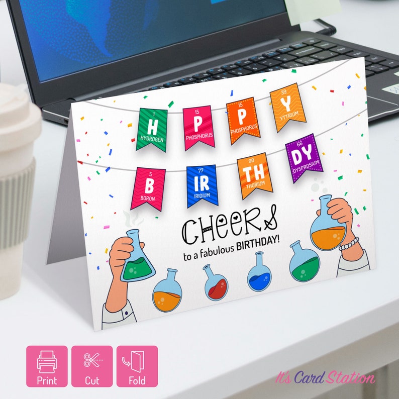 Periodic Table Birthday Card: Science Chemistry Theme (digital Download ...