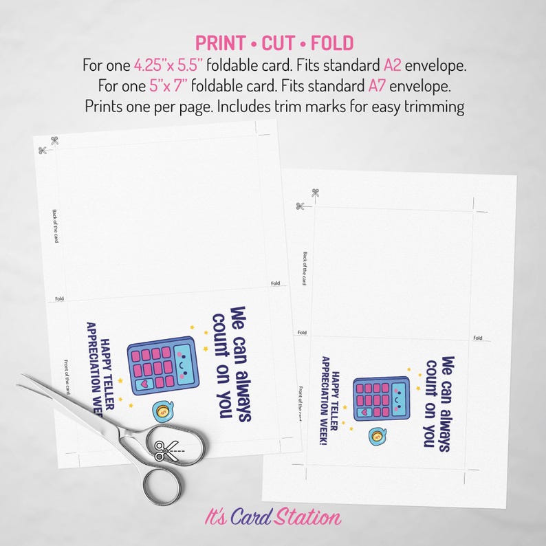 Bank Teller Appreciation Week Card Printable – We Can Always Count on ...
