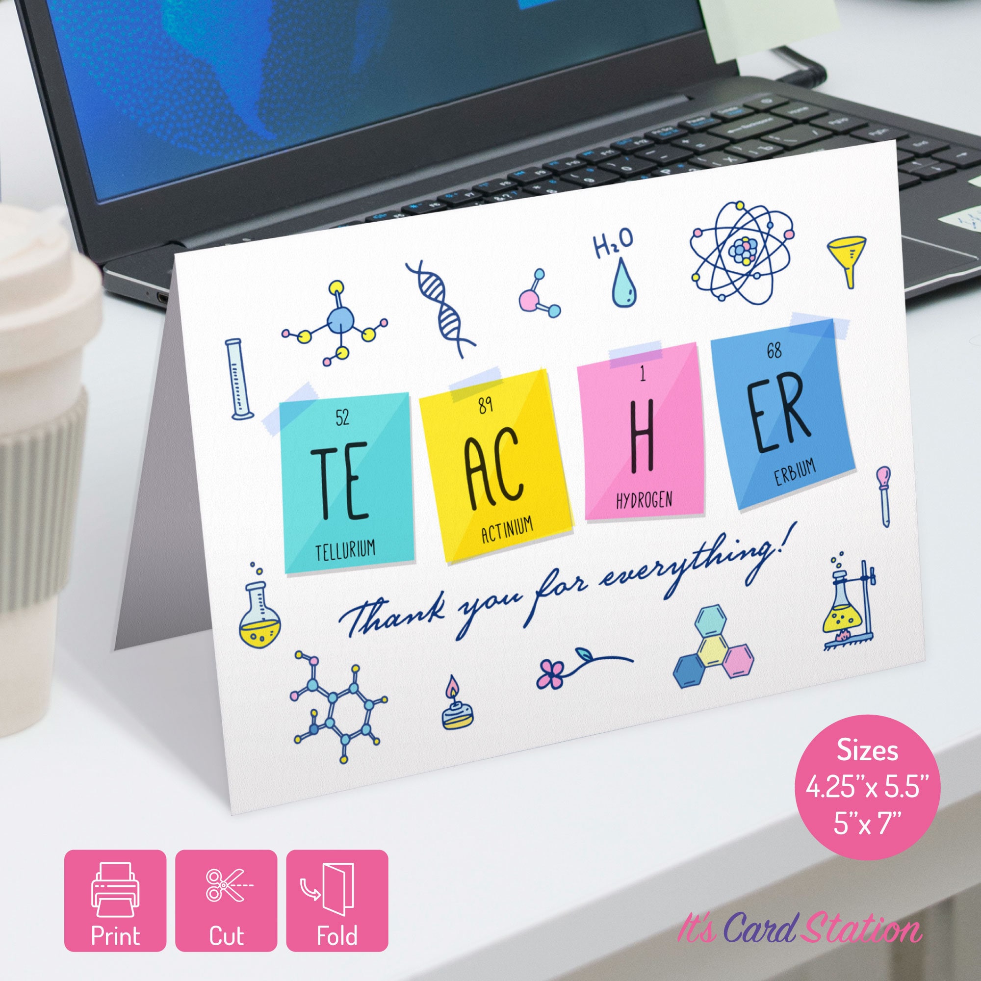 Science Teacher Appreciation Card: Periodic Table Design (digital ...