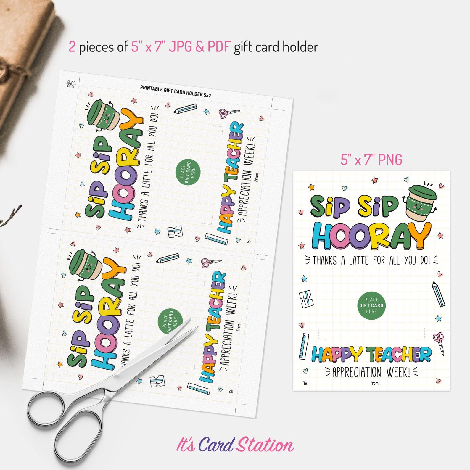 Printable Teacher Appreciation Gift Card Holder - Sip Sip Hooray Thanks ...