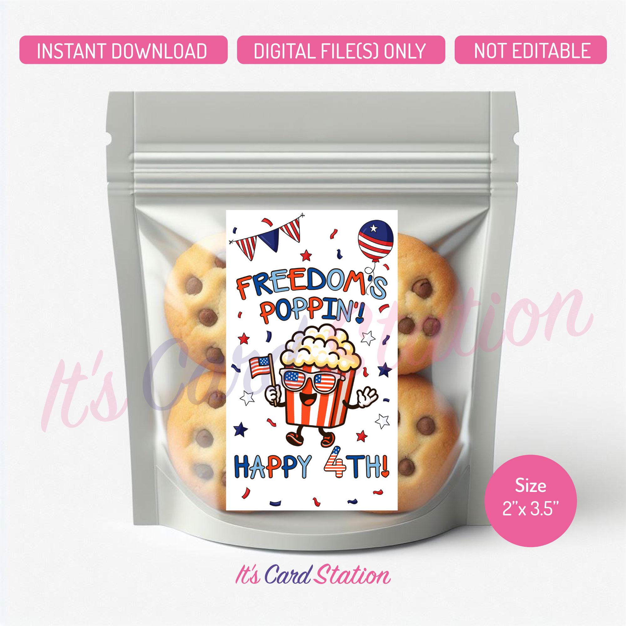 4th of July Popcorn Gift Tag: Patriotic Party Favor (digital Download ...