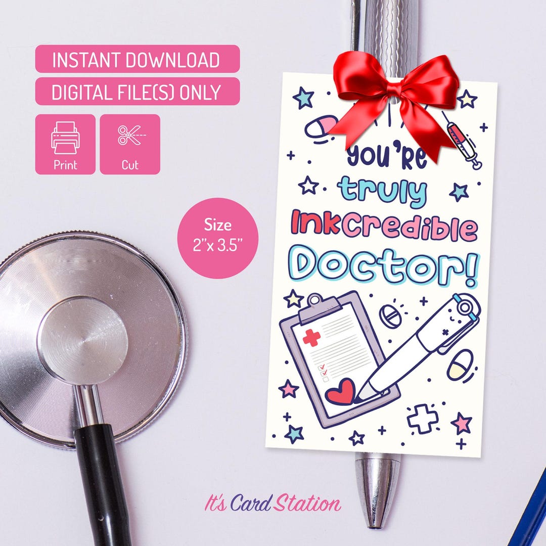 Doctor's Day Gift Tag Printable: Ink Pen Design (digital Download) - Etsy
