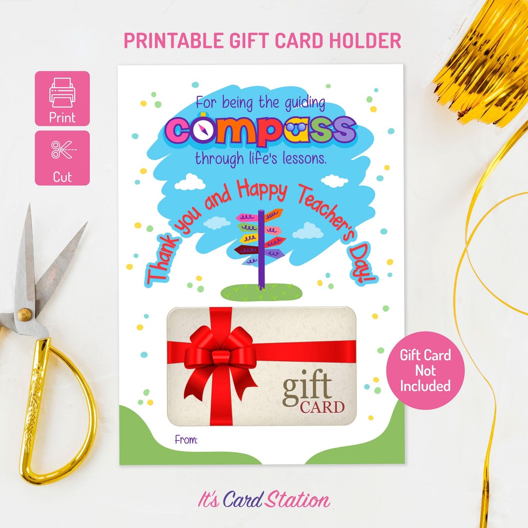 Printable Teacher's Day Gift Card Holder: Compass Design (digital ...